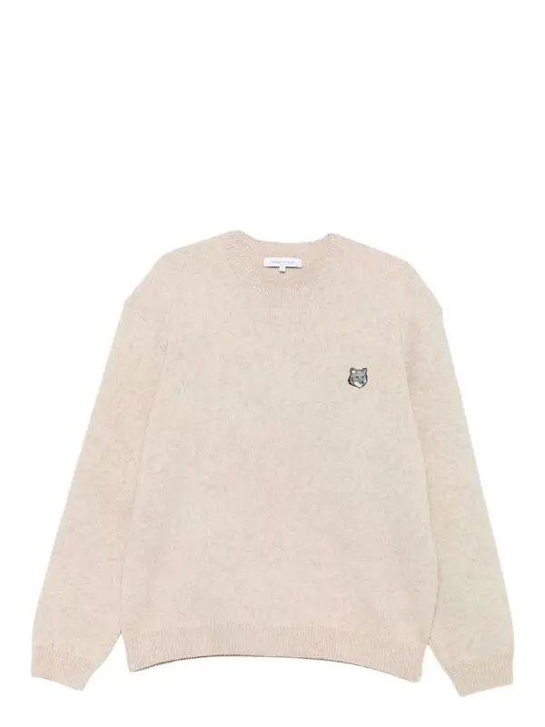 Maison Kitsuné Fox-patch Crew-neck Sweater - Neutrals