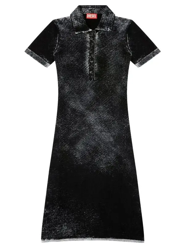 Diesel M-lourens Embroidered Polo Dress - Black