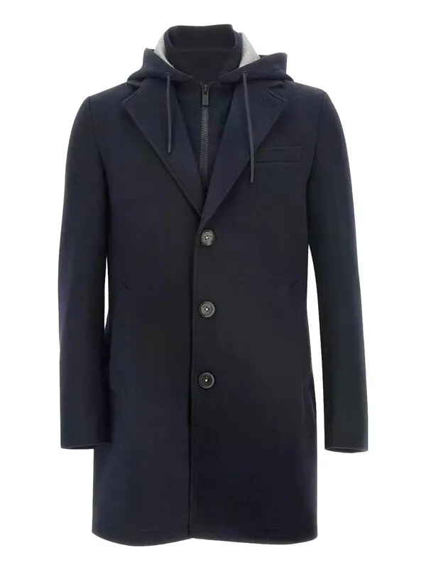 MANUEL RITZ Hooded Button-up Coat - Blue