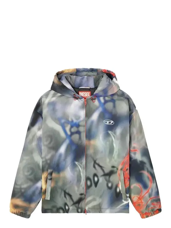 Diesel J-mirr Graffiti Print Hooded Jacket - Grey