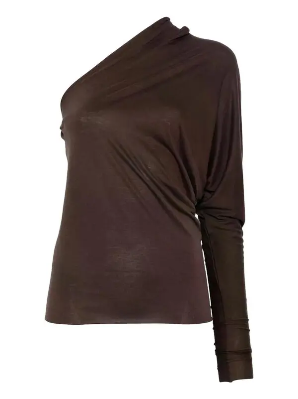 Rick Owens One-shoulder Long-sleeve Top - Brown
