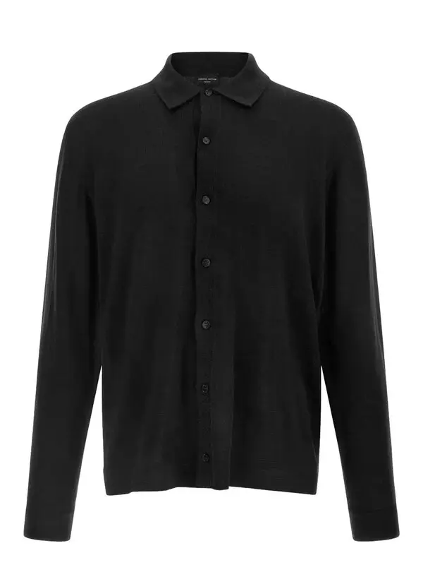 ROBERTO COLLINA Buttoned Merino Wool Cardigan - Black
