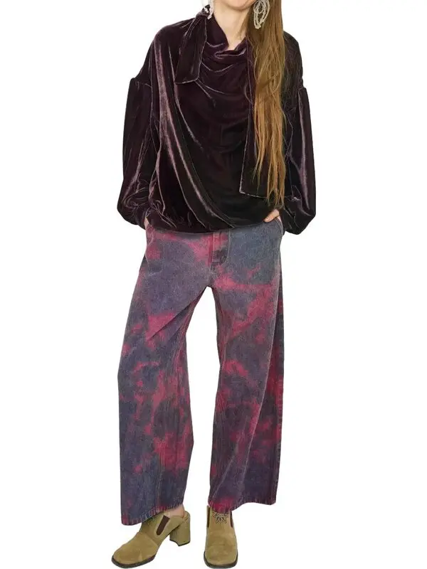 ANNTIAN Tie-dye Wide-leg Jeans - Pink