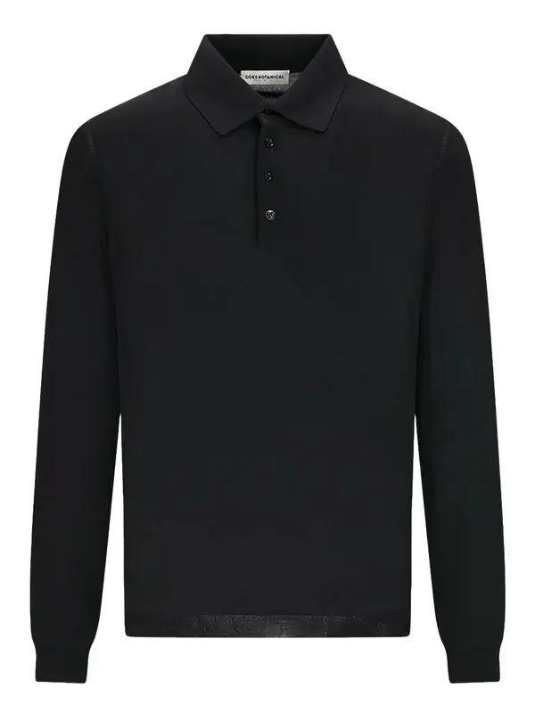 GOES BOTANICAL Buttoned Long-sleeve Polo Shirt - Black