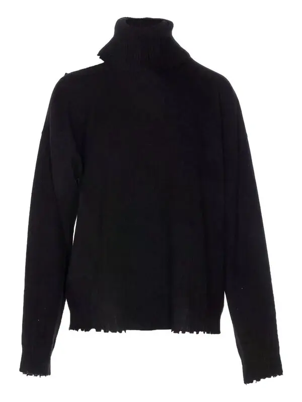 UMA WANG Cutout Distressed Sweater - Black