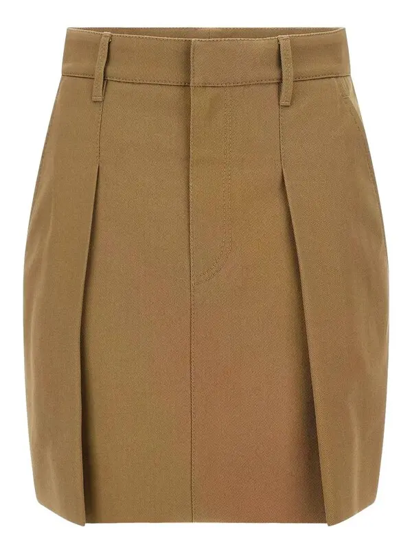 Brunello Cucinelli Pleated Midi Skirt - Brown