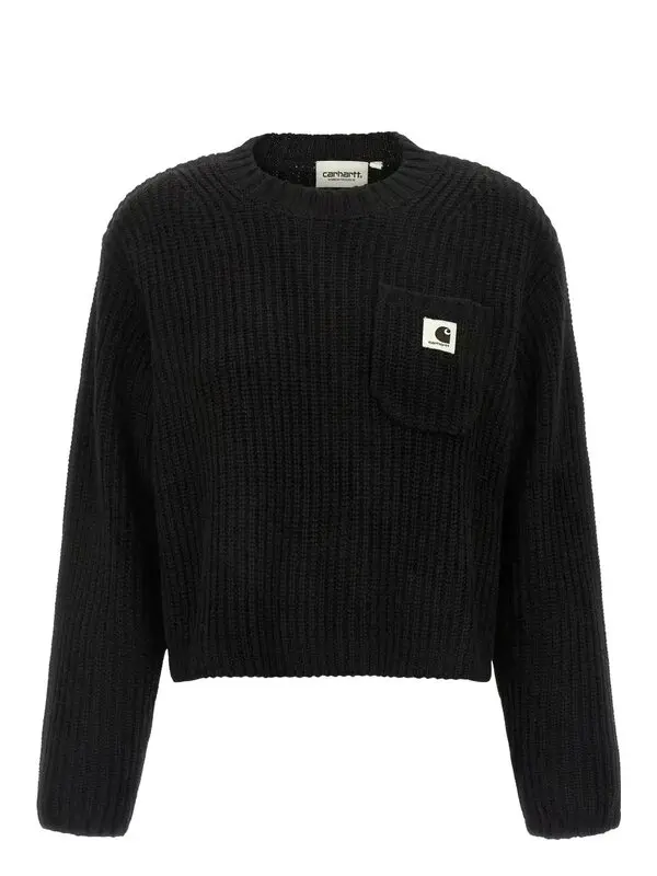 Carhartt Work In Progress Thick-ribbed Logo-patch Sweater - Black