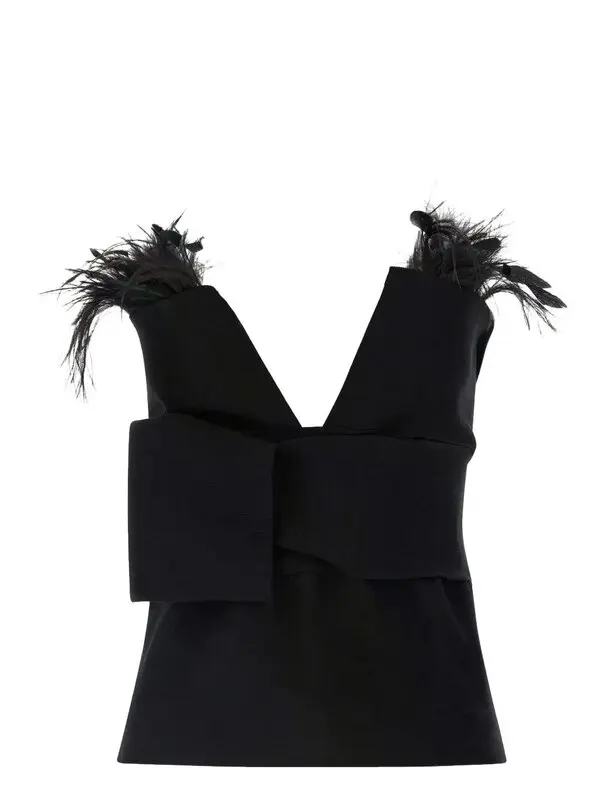 Alberta Ferretti Feather Bow Top - Black