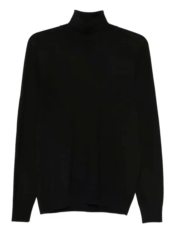 GRAN SASSO Roll-neck Fine Knit Sweater - Black