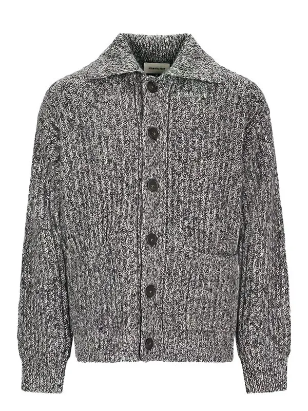 ATOMO FACTORY Mouliné-effect Button-up Cardigan - Grey