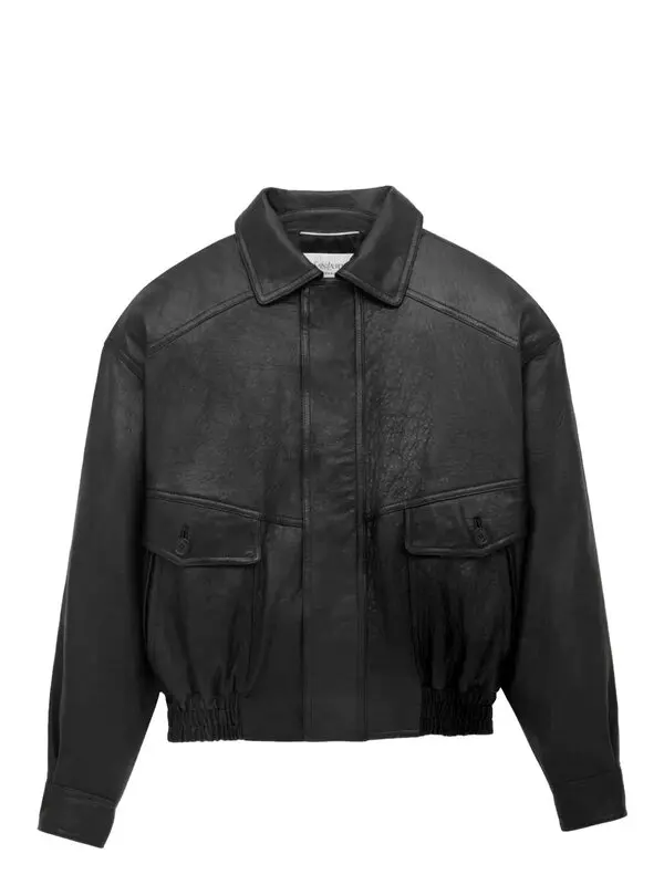 Saint Laurent Leather Bomber Jacket - Black