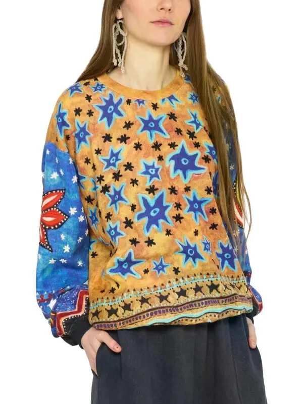 ANNTIAN Star-flower Wool Sweater - Blue