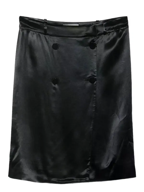 FERRAGAMO Satin Midi Skirt - Black