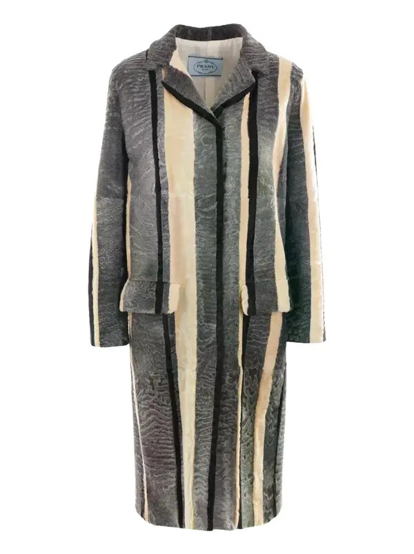 Prada Striped Fur Coat - Black