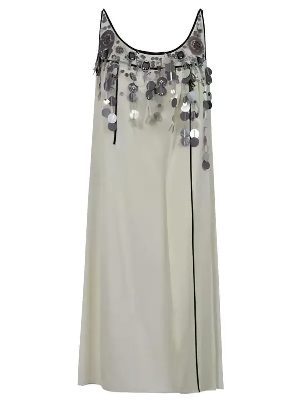 Prada Beaded-sequin Mini Dress - Neutrals