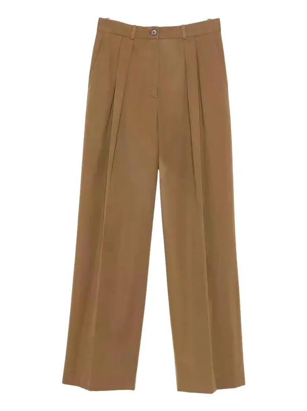 THE ROW Igor Button Pleated Trousers - Brown