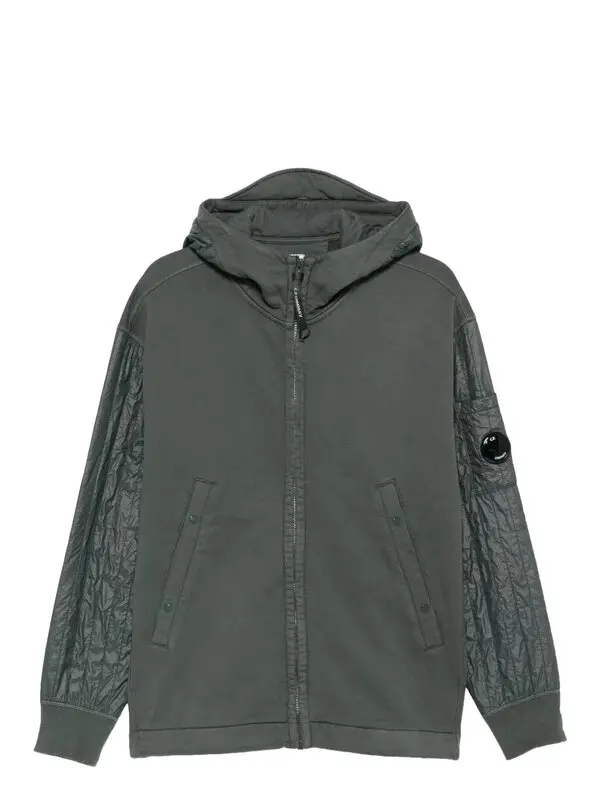 C.P. COMPANY Hooded Quilted-sleeve Zip-up Jacket - Grey