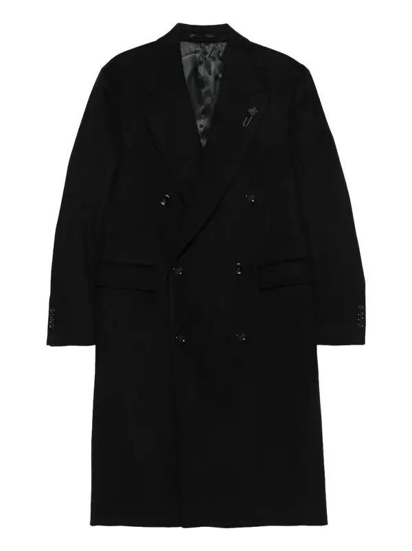 LARDINI Double-breasted Coat - Black