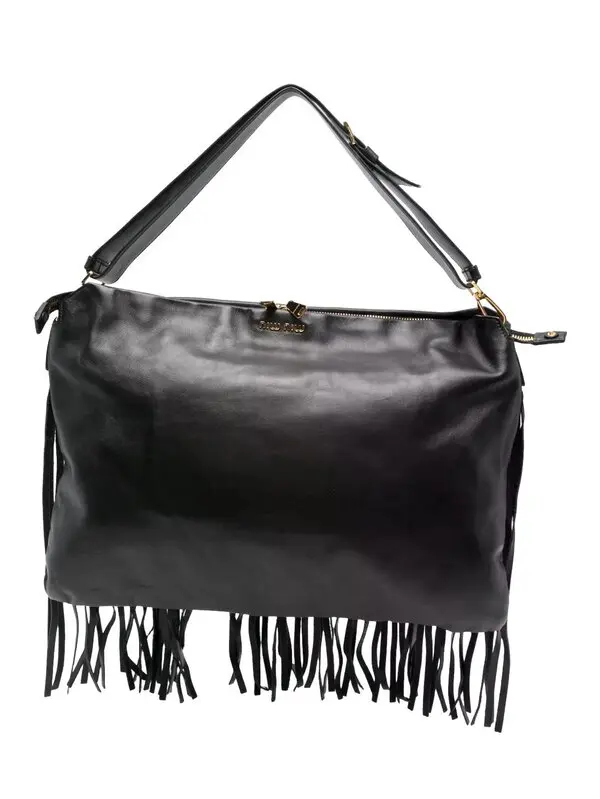 Miu Miu Fringe Leather Shoulder Bag - Black