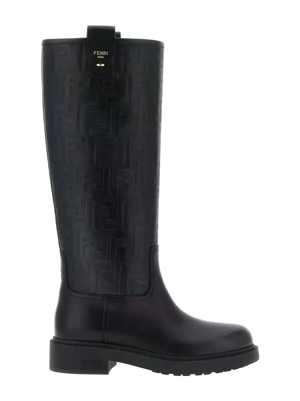 Fendi Filo Embossed-pattern Boots - Black