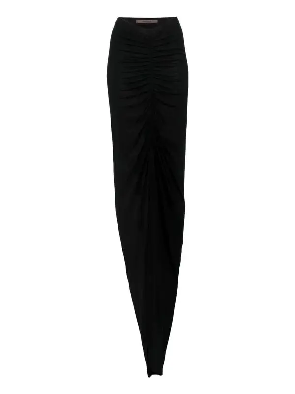 Rick Owens Ruched Midi Skirt - Black