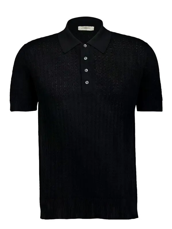 PIACENZA CASHMERE 1733 Ribbed-knit Polo Shirt - Black