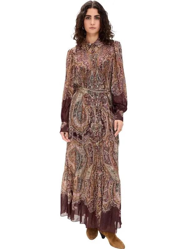 Hemant & Nandita Paisley Print Maxi Dress - Maroon