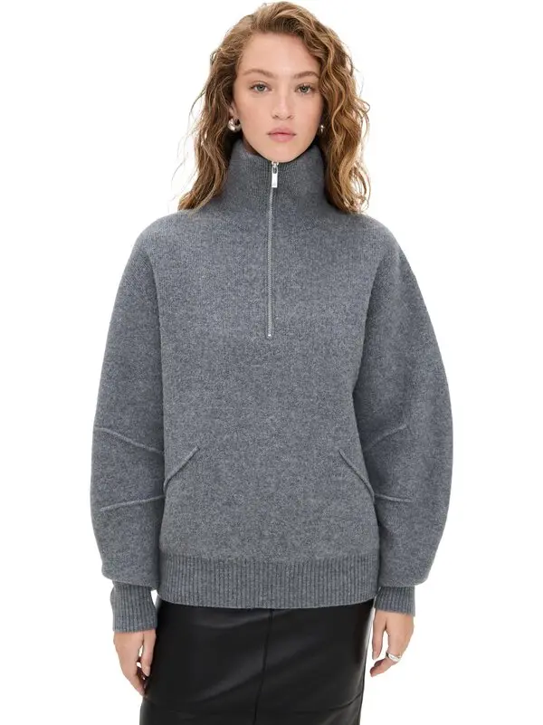 Helmut Lang Boiled Zip Wool Sweater - Med Grey