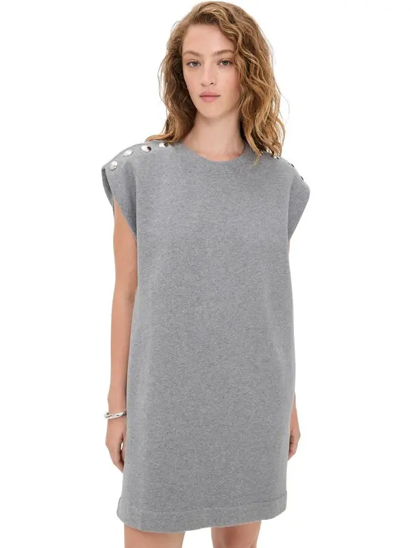Clare V. Sleeveless Fleece Mini Dress - Grey Melange