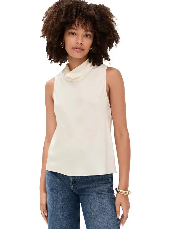 LESET Barb Sleeveless Cowl Neck Top - Creme