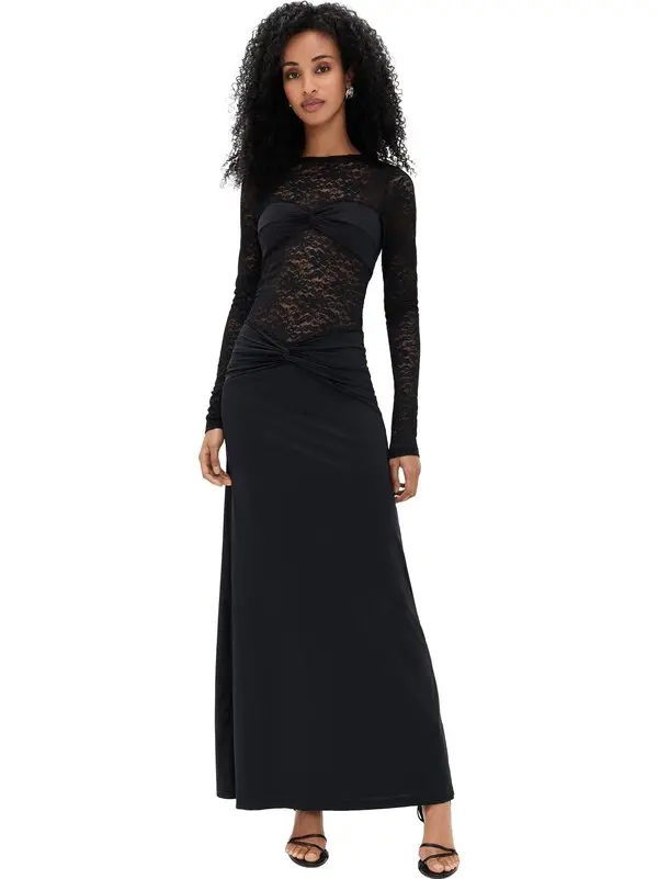RUNAWAY THE LABEL Larna Sleeved Maxi Dress - Black