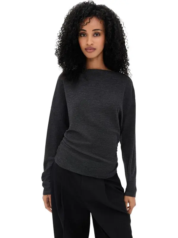 Vince Draped Knit Top - Dark Heather Grey