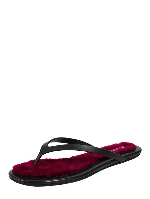 Christopher Esber Joan Shearling Flip Flops - Maroon/black