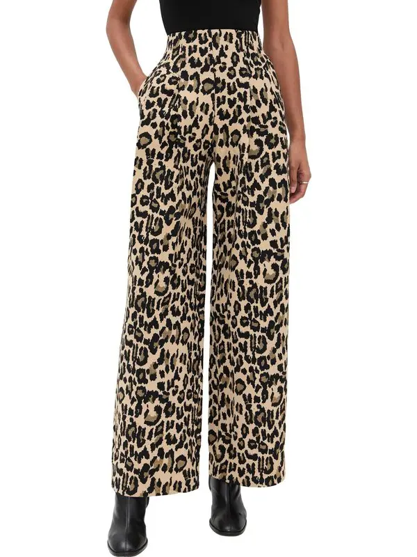 Remain Birger Christensen Jacquard Wide-leg Pants - Dijon Comb.