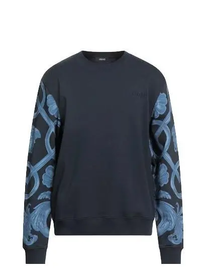 Versace Sweatshirt In Cotton With Embroidered Logo - Blue