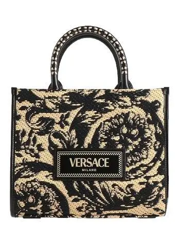 Versace Shopper Bag With Floral Print - Black
