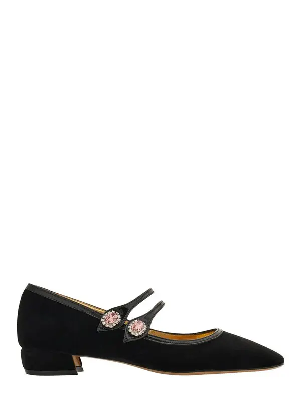 FERRAGAMO Crystal Embellished Mary Jane - Black