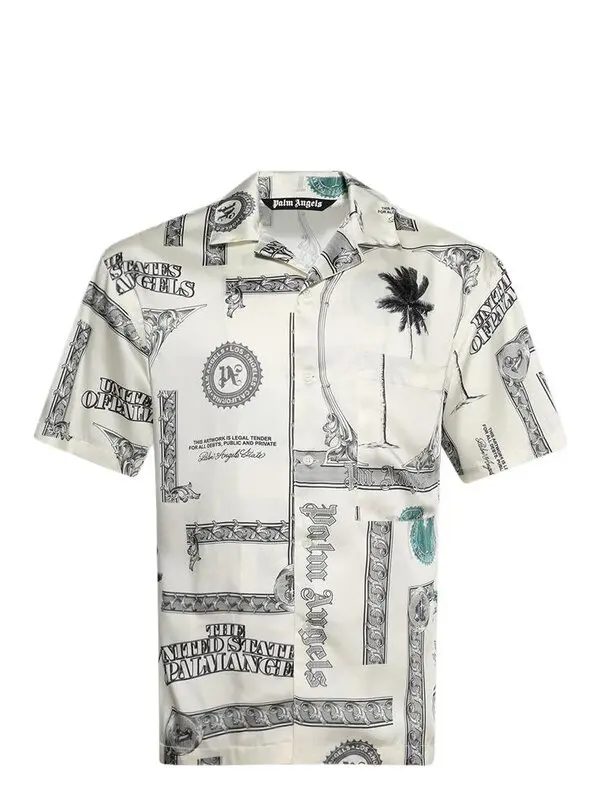 Palm Angels Pa Dollar Bowl Shirt /black - Ivory