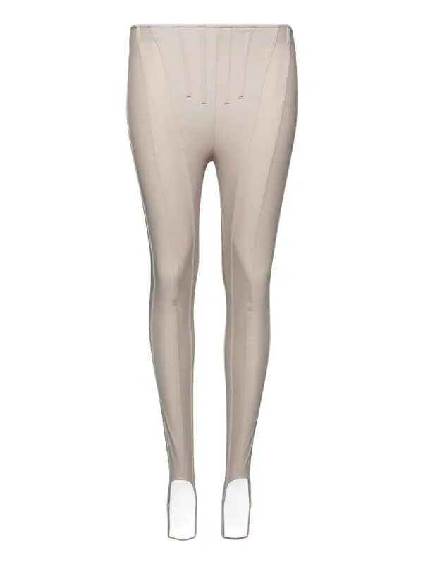 MUGLER Panelled Corseted Leggings Cement - Grey