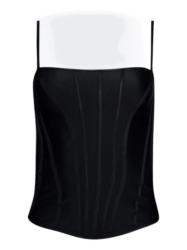 MUGLER Boned Stretch Top - Black