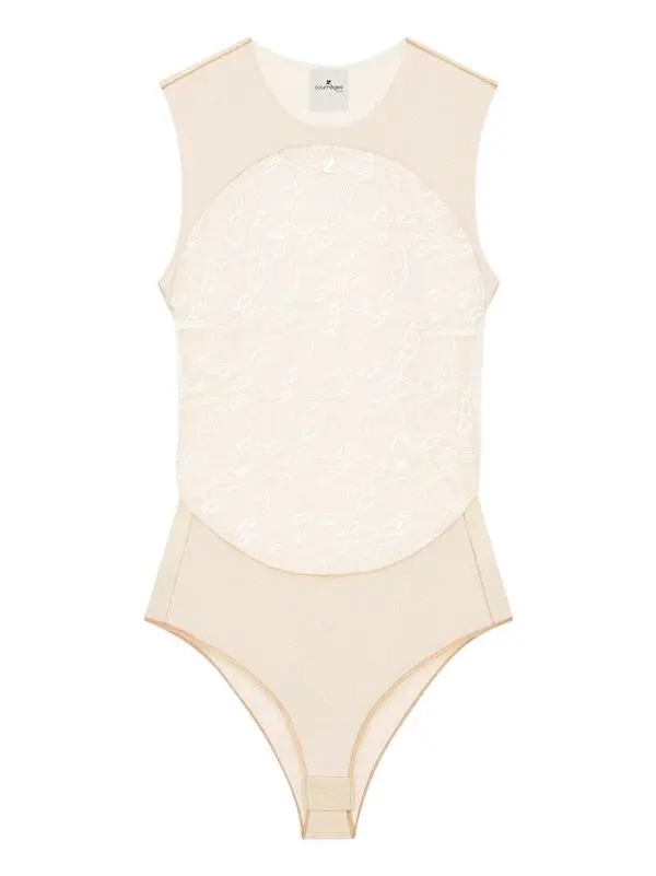 COURREGES Illusion Circle Lace Bodysuit - White