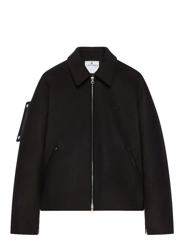 COURREGES Embroidered Wool Bomber Jacket - Black