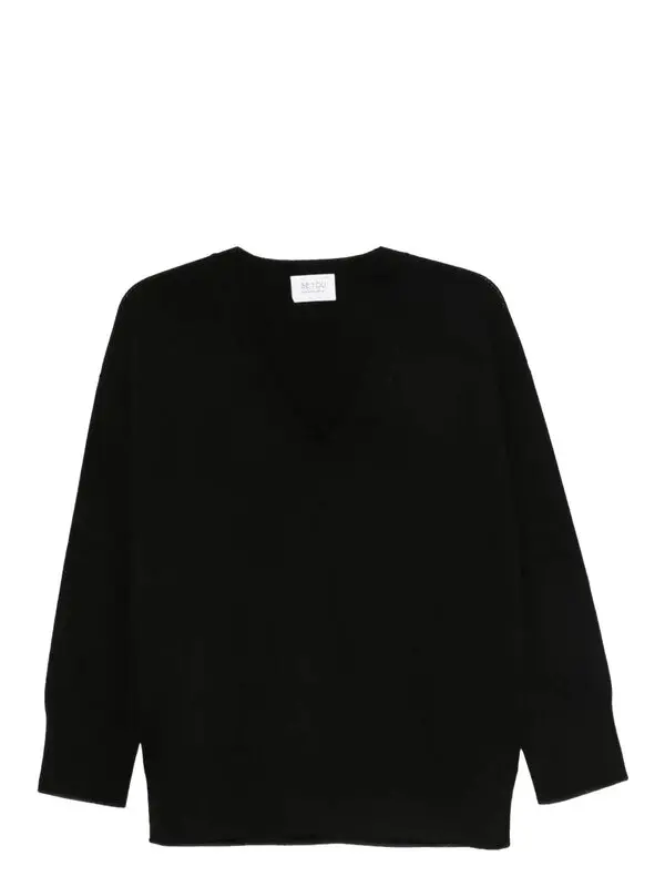 BEYOU V-neck Long Sleeve Sweater - Black