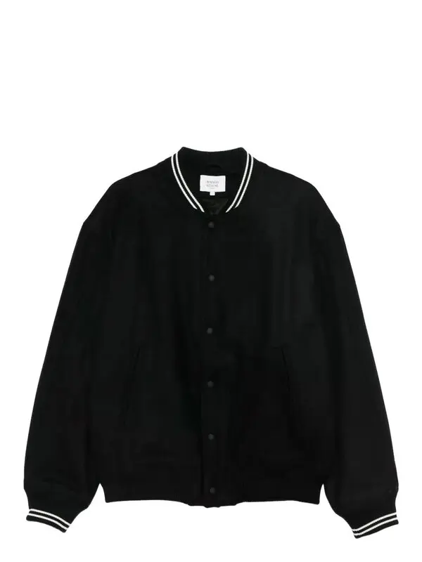 Maison Kitsuné Ribbed-trim Buttoned Jacket - Black