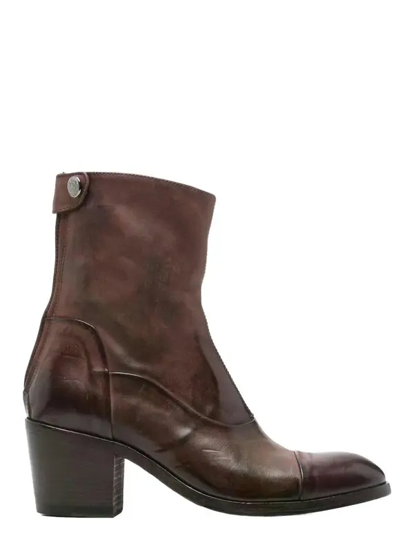 ALBERTO FASCIANI Zip-up Block-heel Boots - Brown