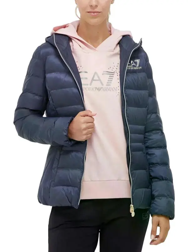 Emporio Armani Hooded Logo Jacket - Blue