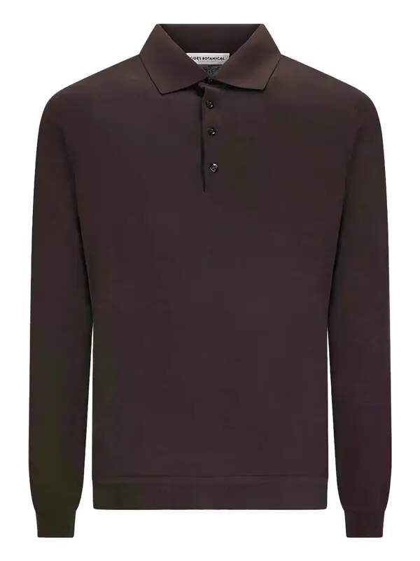 GOES BOTANICAL Buttoned Long-sleeve Polo Shirt - Brown