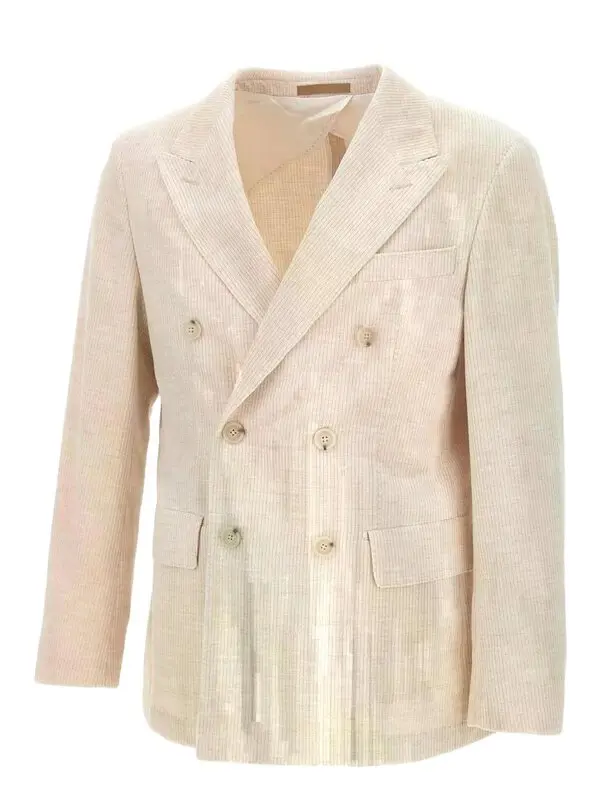 BOSS Double-breasted Corduroy Blazer - Neutrals