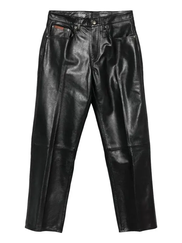 Calvin Klein Leather Straight-leg Trousers - Black