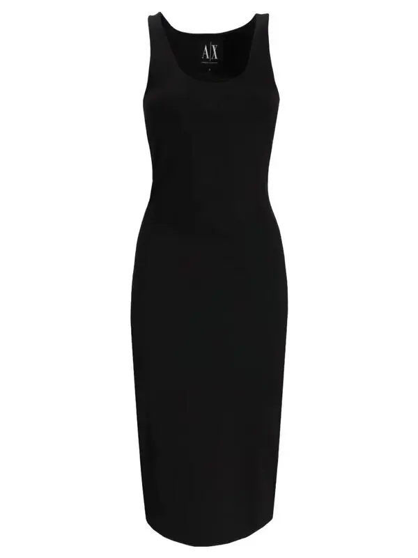 Armani Exchange Ribbed Midi Dress - Black